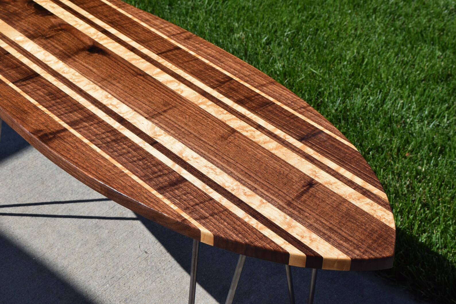 Hardwood Surfboard Coffee Table With Hairpin Legs Fishtail Multiple ...