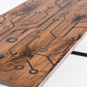 Resin Circuit Board Coffee Table, Hardwood With Metal Legs - Etsy