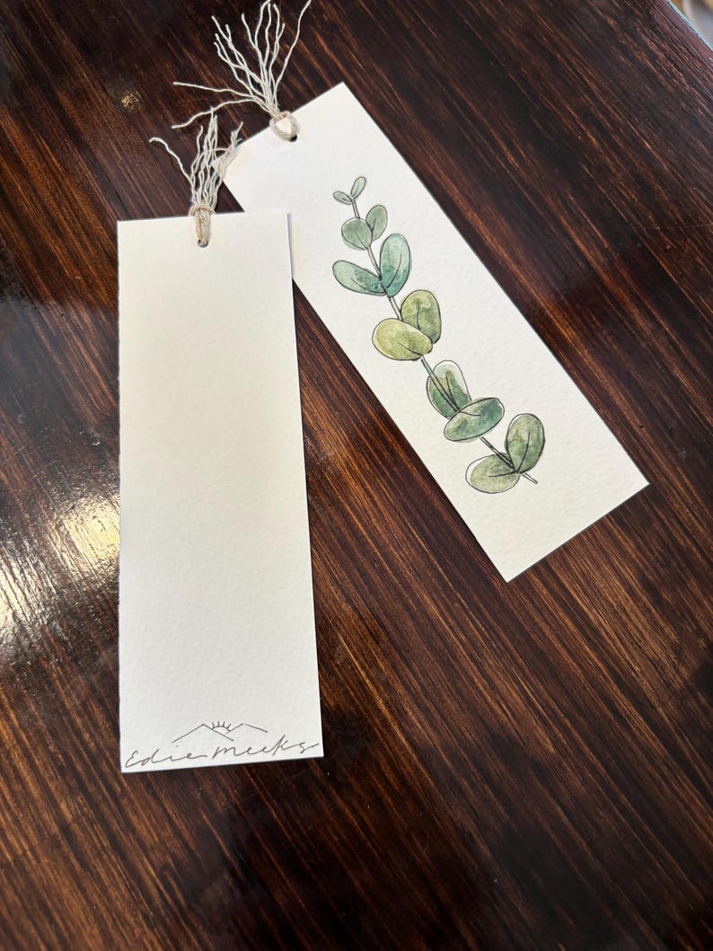 Hand-painted Eucalyptus Watercolor Bookmark: Botanical Art With Tassel ...