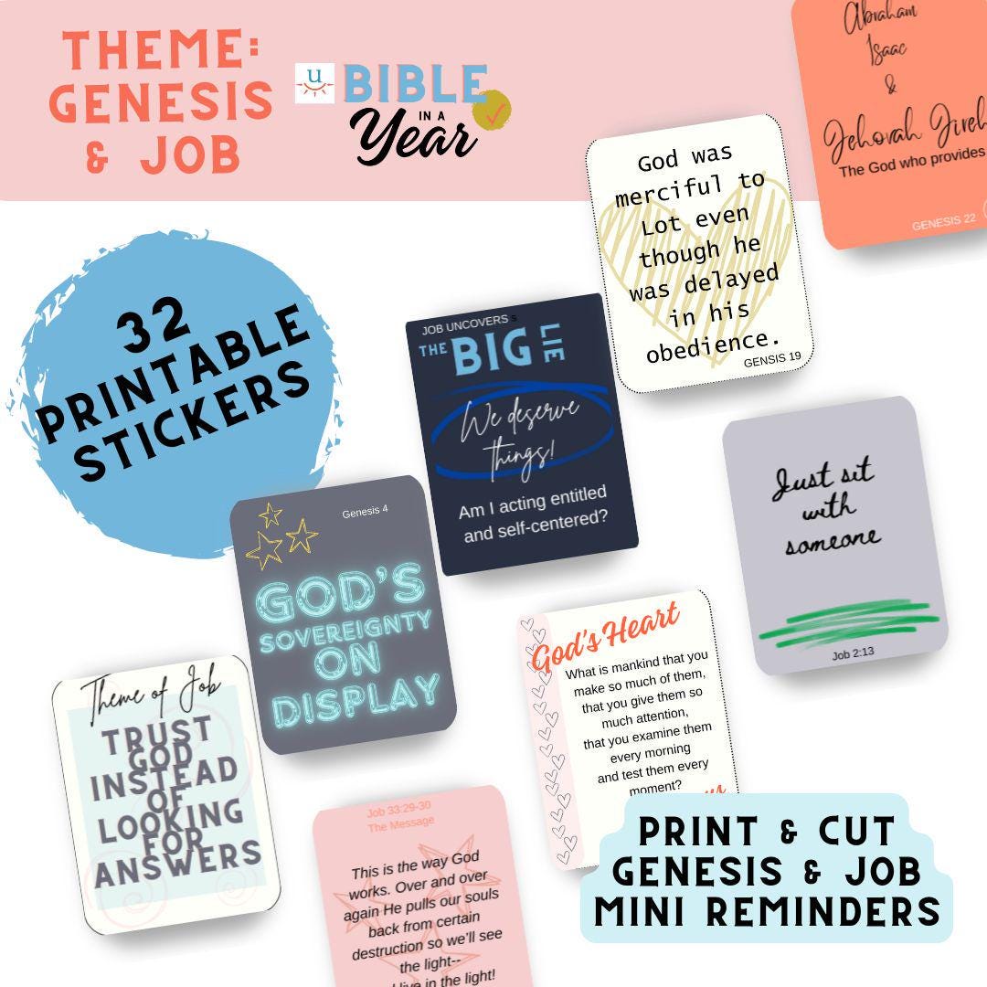 Genesis Job Bible Themed Printable Stickers Genesis Job Bible ...