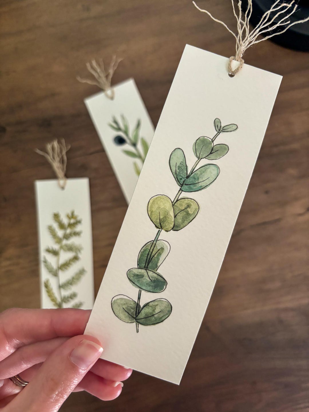 Hand-painted Eucalyptus Watercolor Bookmark: Botanical Art With Tassel ...