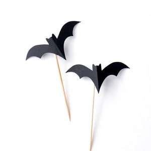 12 Bat Cupcake Toppers Flags, Food Labels, Favor Party Pick, Fall Party ...