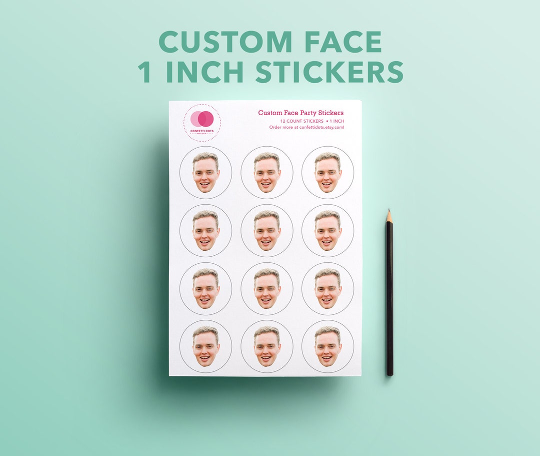 Custom Face Party Stickers - 1-inch Sheet | Upload Your Photo Face ...