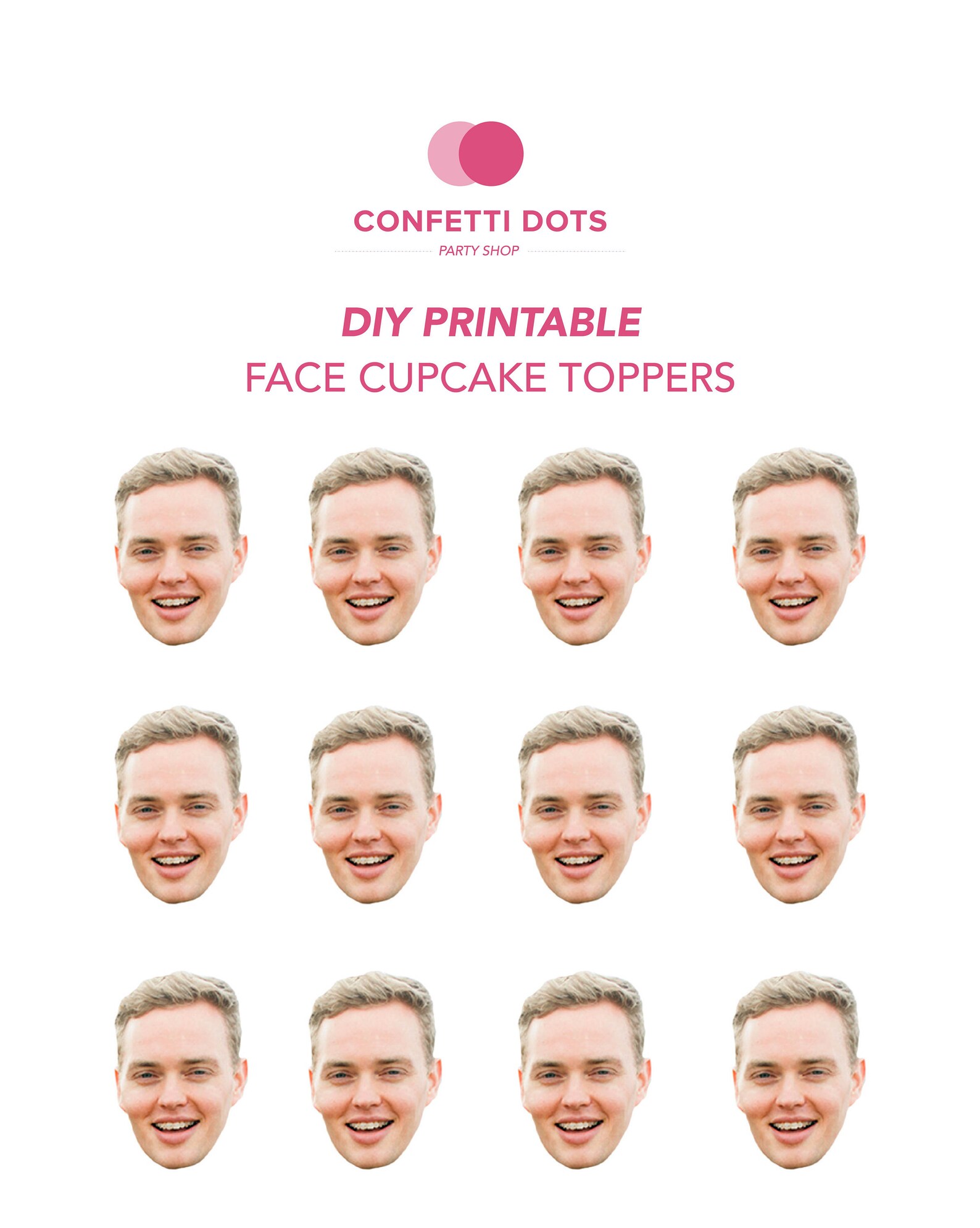 DIY Printable Face Cutout Cupcake Toppers Quarantine Birthday | Etsy
