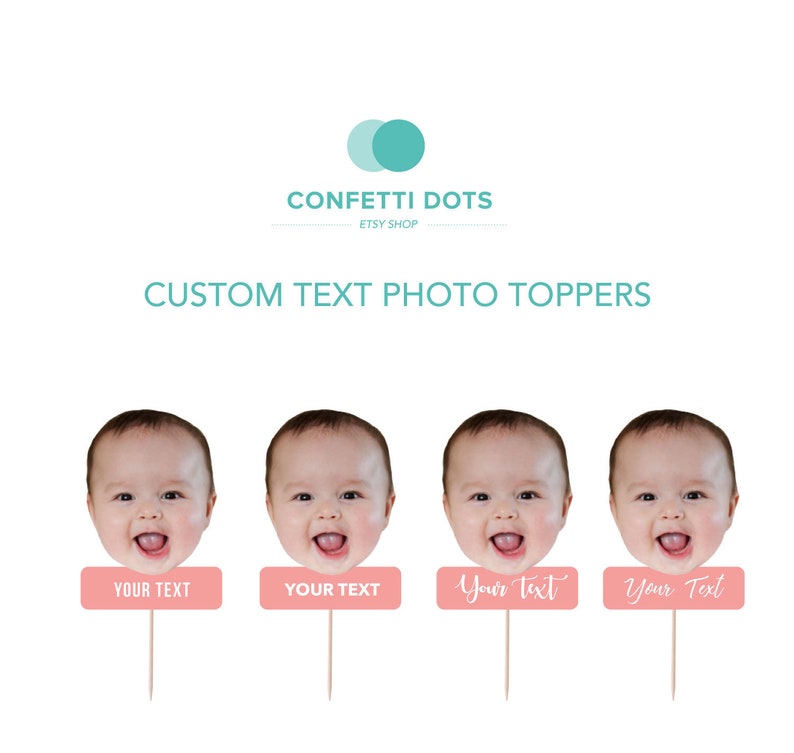 Add a Custom Text Cupcake Photo Topper Add-on - Etsy