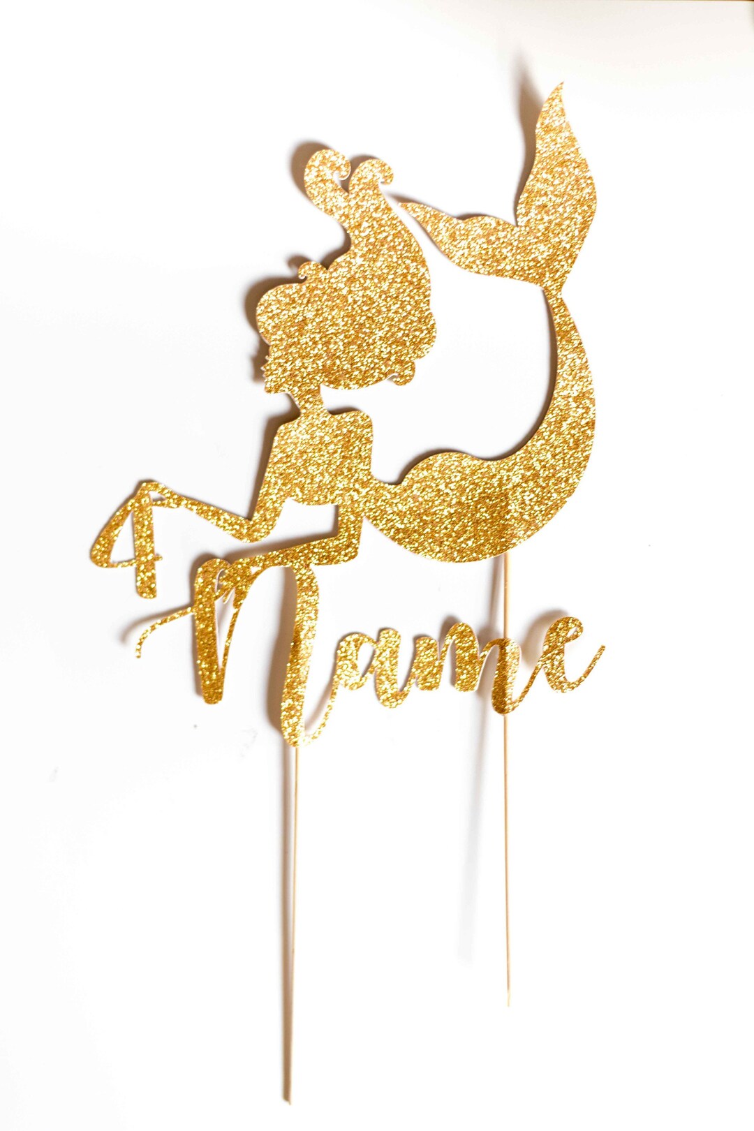 Custom Name & Age Glitter Mermaid Cake Topper, Under the Sea,little ...