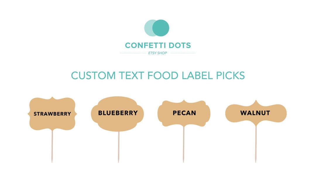 12 Custom Text Food Label Picks, Custom Flavor Dessert Label, Custom ...