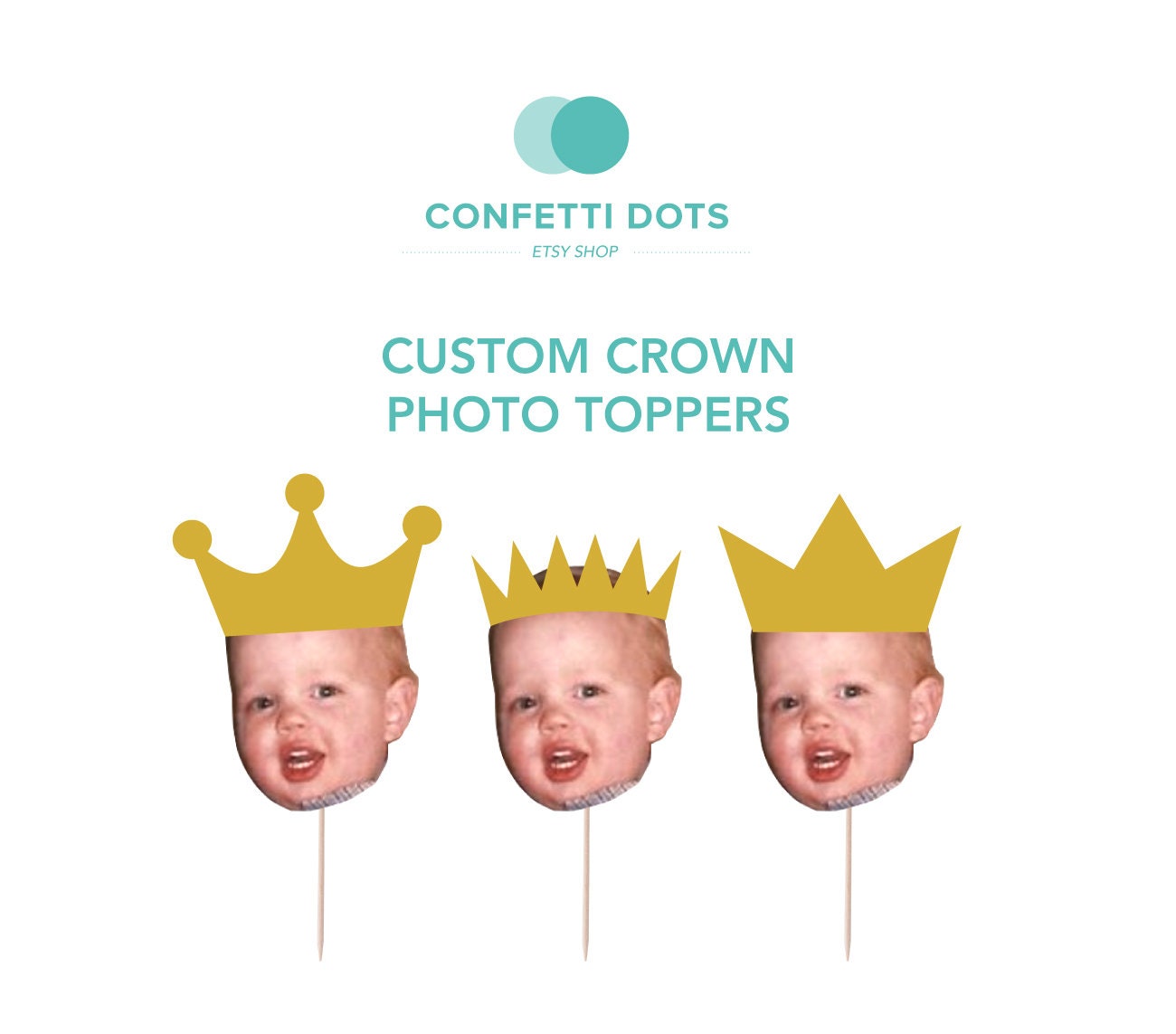 Crown Face Photo Cupcake Topper Birthday Crown Birthday | Etsy