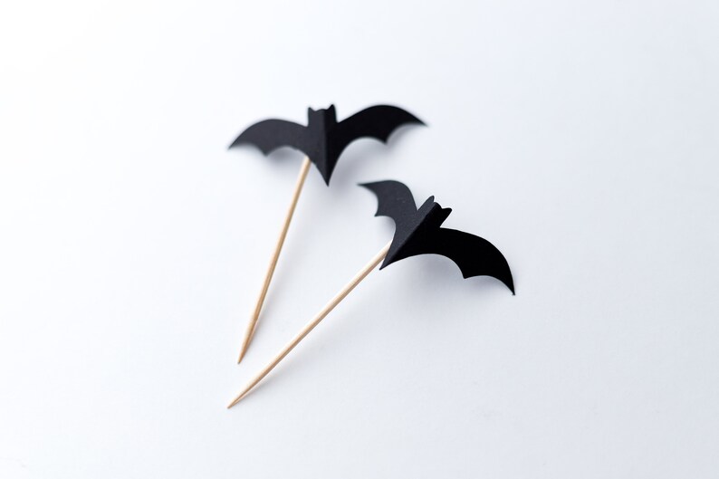 12 Bat Cupcake Toppers Flags Food Labels Favor Party Pick - Etsy