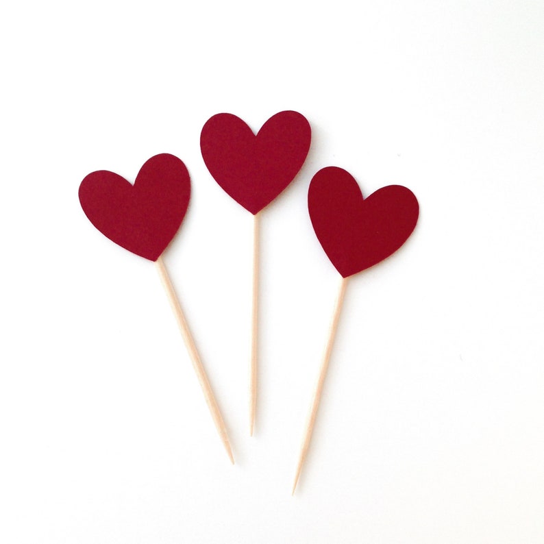 24 Mini Heart Cupcake Toppers Food Labels Wedding Labels | Etsy