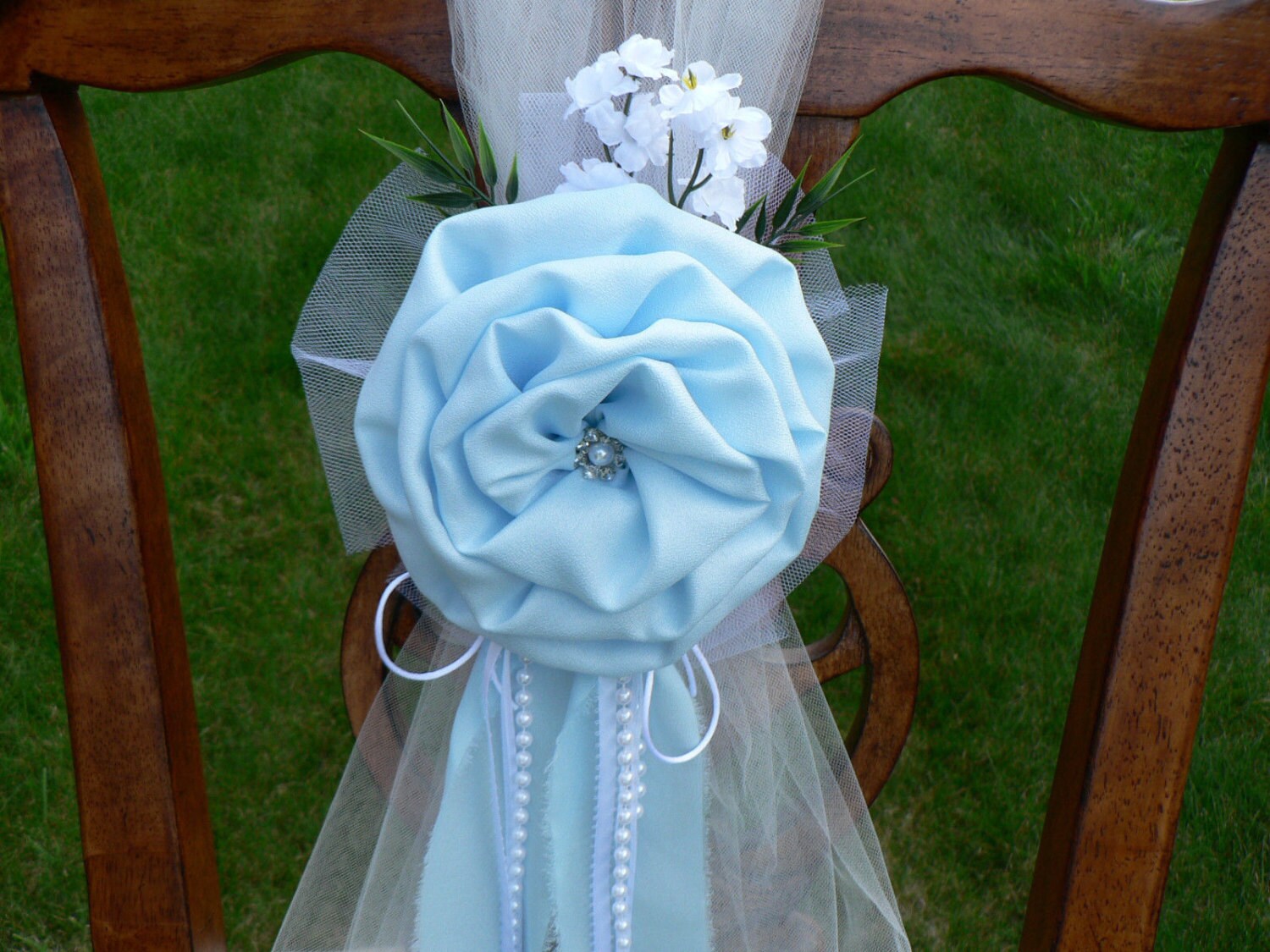 Set of 6 Light Blue Pew Bows Chair Bows Elegant Wedding Bows - Etsy