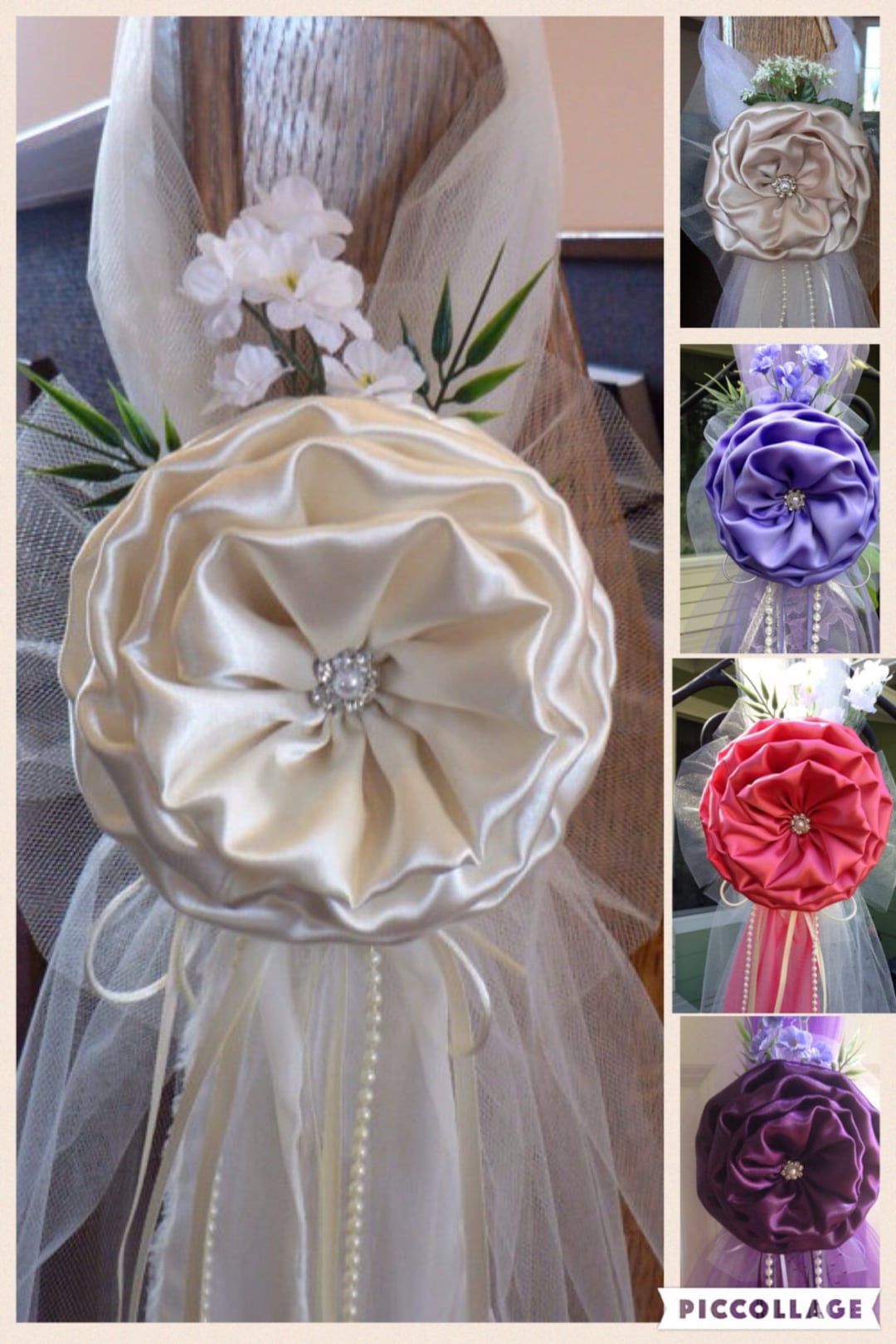 Pew Bows in Many Colors Chair Bows, Elegant Wedding Bows Pew Church ...