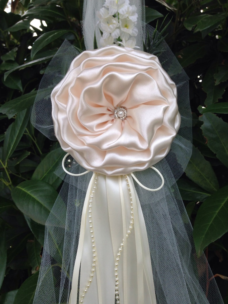 Set of 6 Elegant Ivory Pew Bows, Chair Bows, Wedding Bows Church Aisle ...