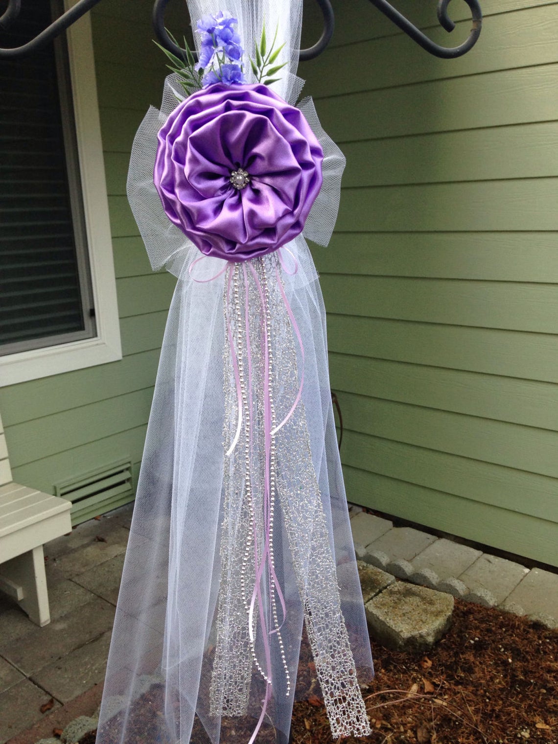 Lilac Lavender Silver Pew Bows, Chair Bows, Elegant Wedding Church ...