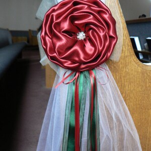 Royal Red Pew Bows, Chair Bows, Green Wedding Church Aisle Decorations ...