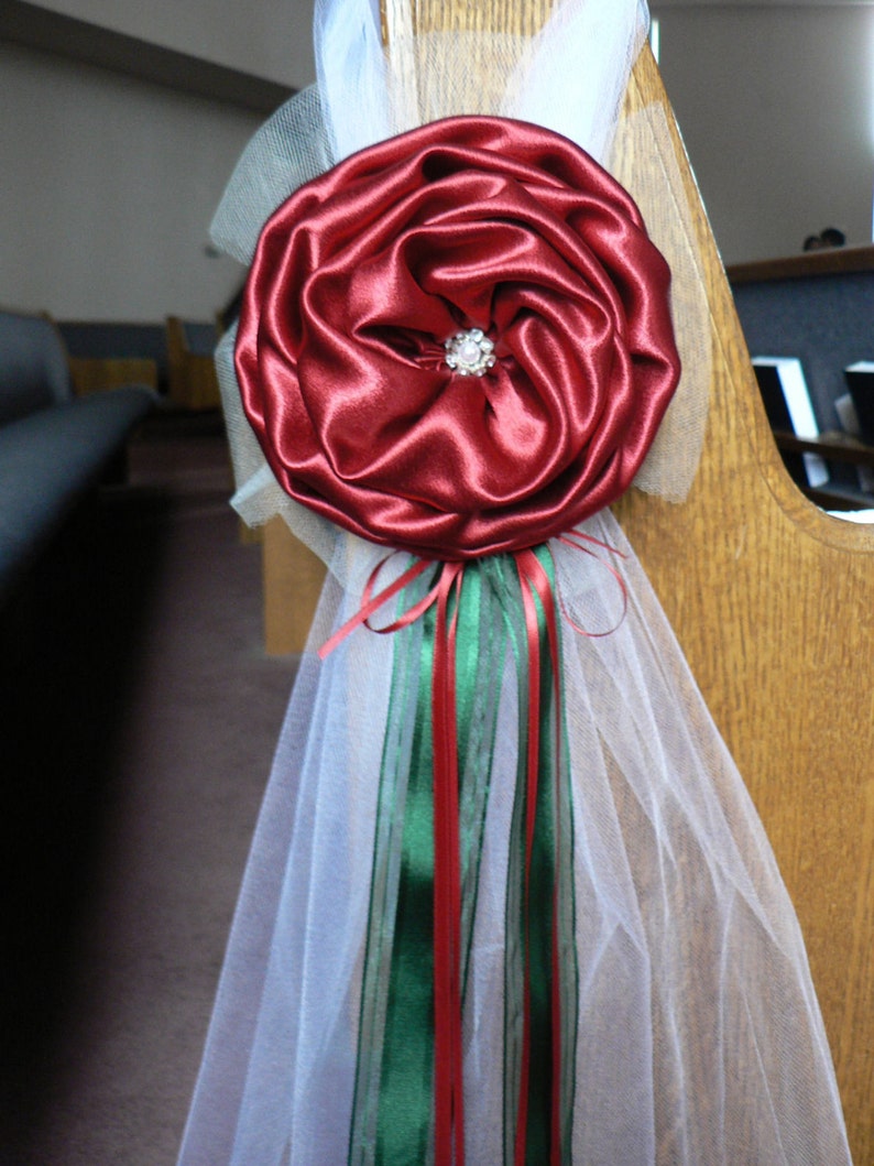 Royal Red Pew Bows Chair Bows Green Wedding Church Aisle - Etsy