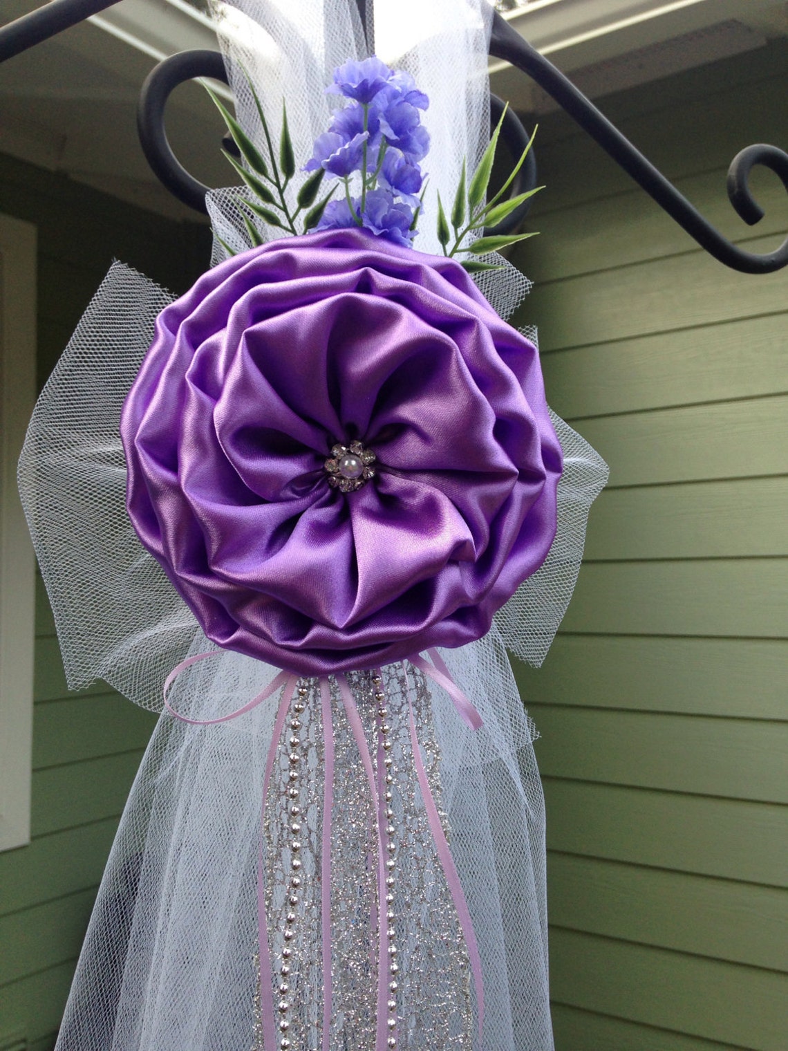 Set of 6 Lilac Lavender Purple Silver Pew Bows, Chair Bows, Elegant ...