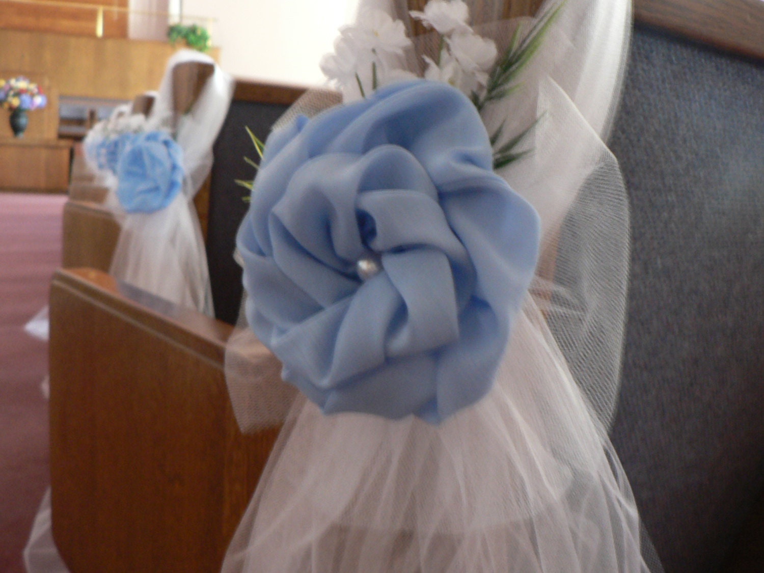 SALE 20 % off SET OF 5 Chair Bow Periwinkle Blue Pew Bows - Etsy