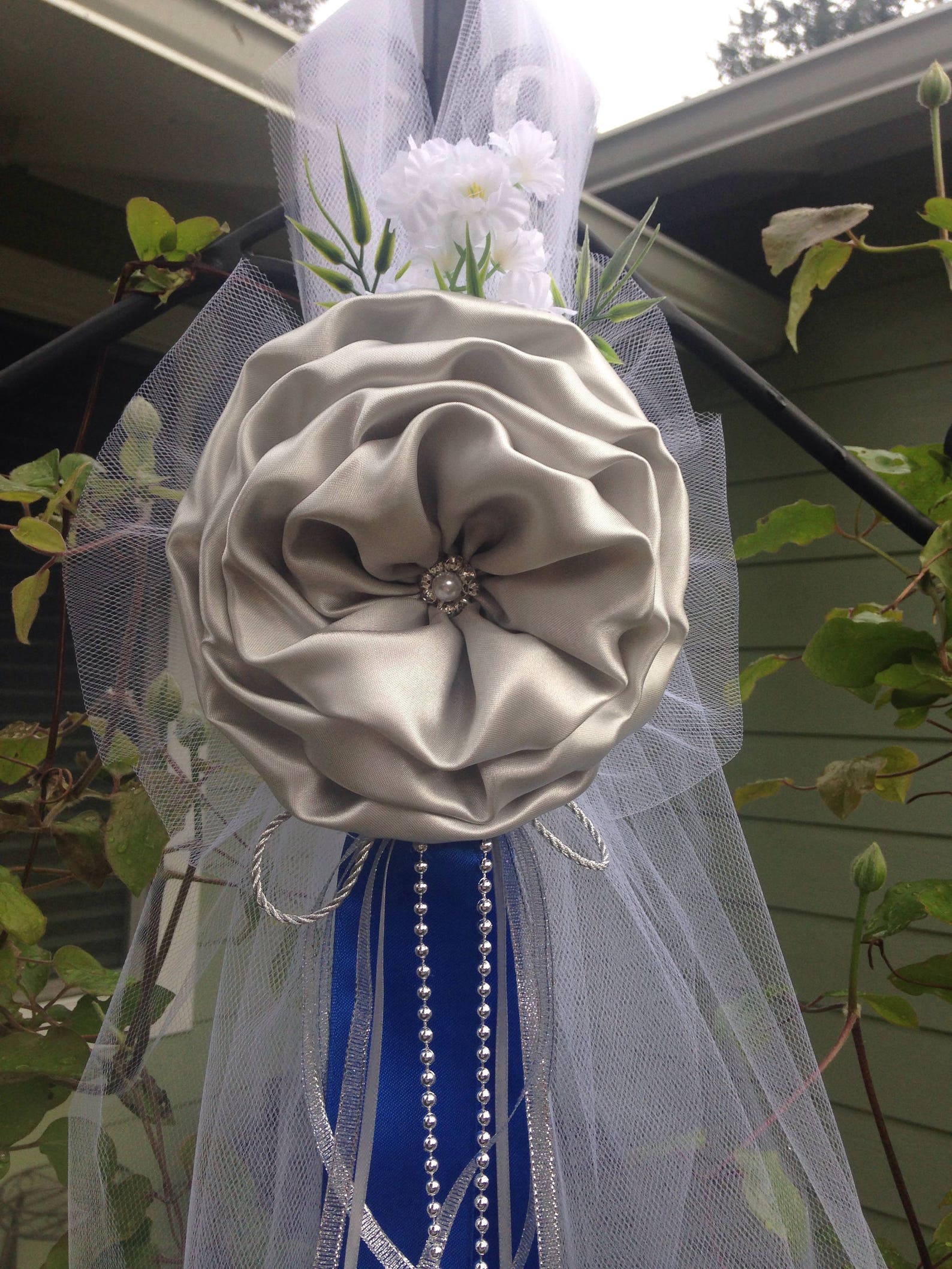 Silver Royal Blue Wedding Decor Set of 6 Pew Bow Chair Bows Silver ...