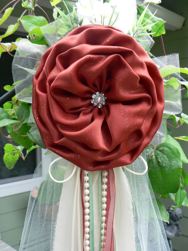 Aurora Red Satin and Tulle Gems Peony Elegant Wedding Bows Pew - Etsy