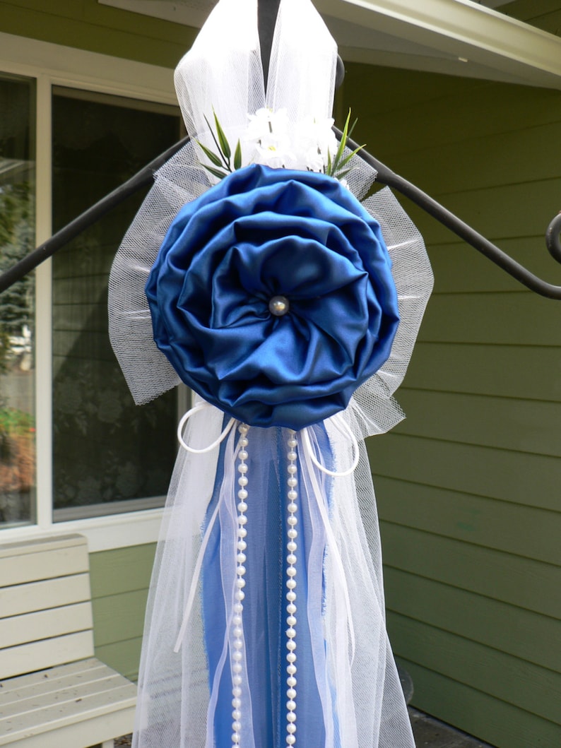Royal Blue Pew Bows, Chair Bows, White Wedding Church Aisle Decorations ...