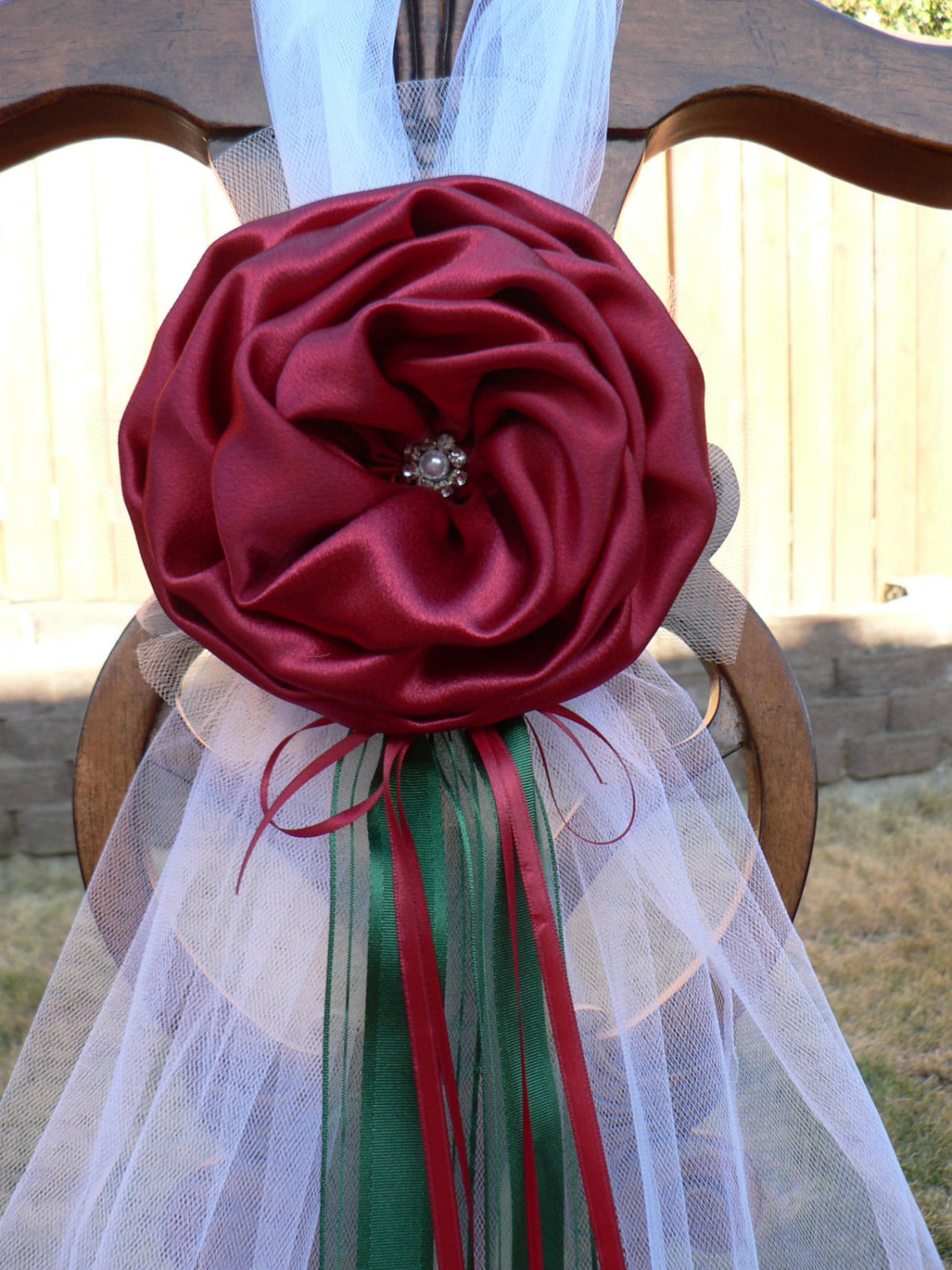 Royal Red Pew Bows Chair Bows Green Wedding Church Aisle - Etsy