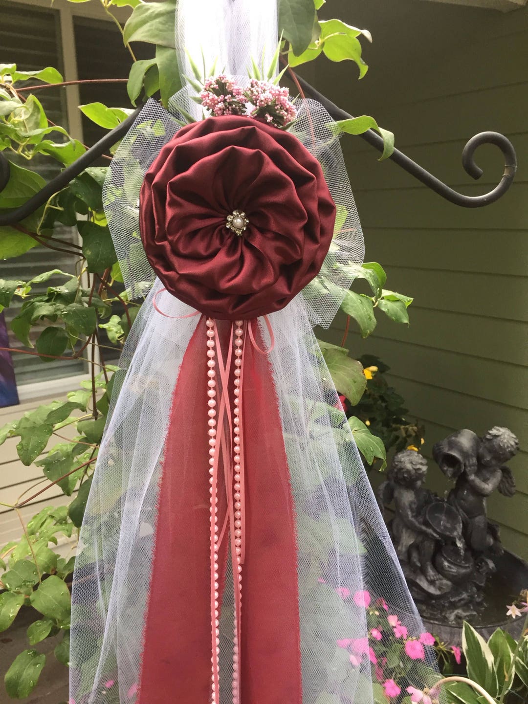 SET OF 6 Burgundy Wine Pew Bows Chair Bows Wine Wedding Bows Pew Arch ...