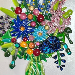 Glass Art, Handmade Art, Spring Flowers Bouquet Forever Flowers, 9.5 ...