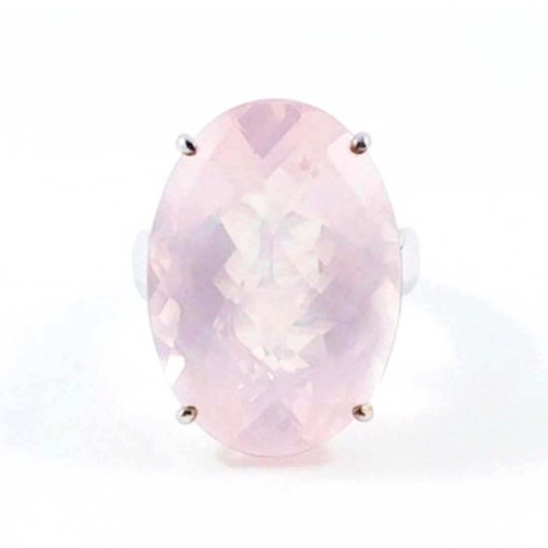 Rose Quartz Oval Cut Solid Silver Cocktail Ring, Size 8 Ready to Ship ...