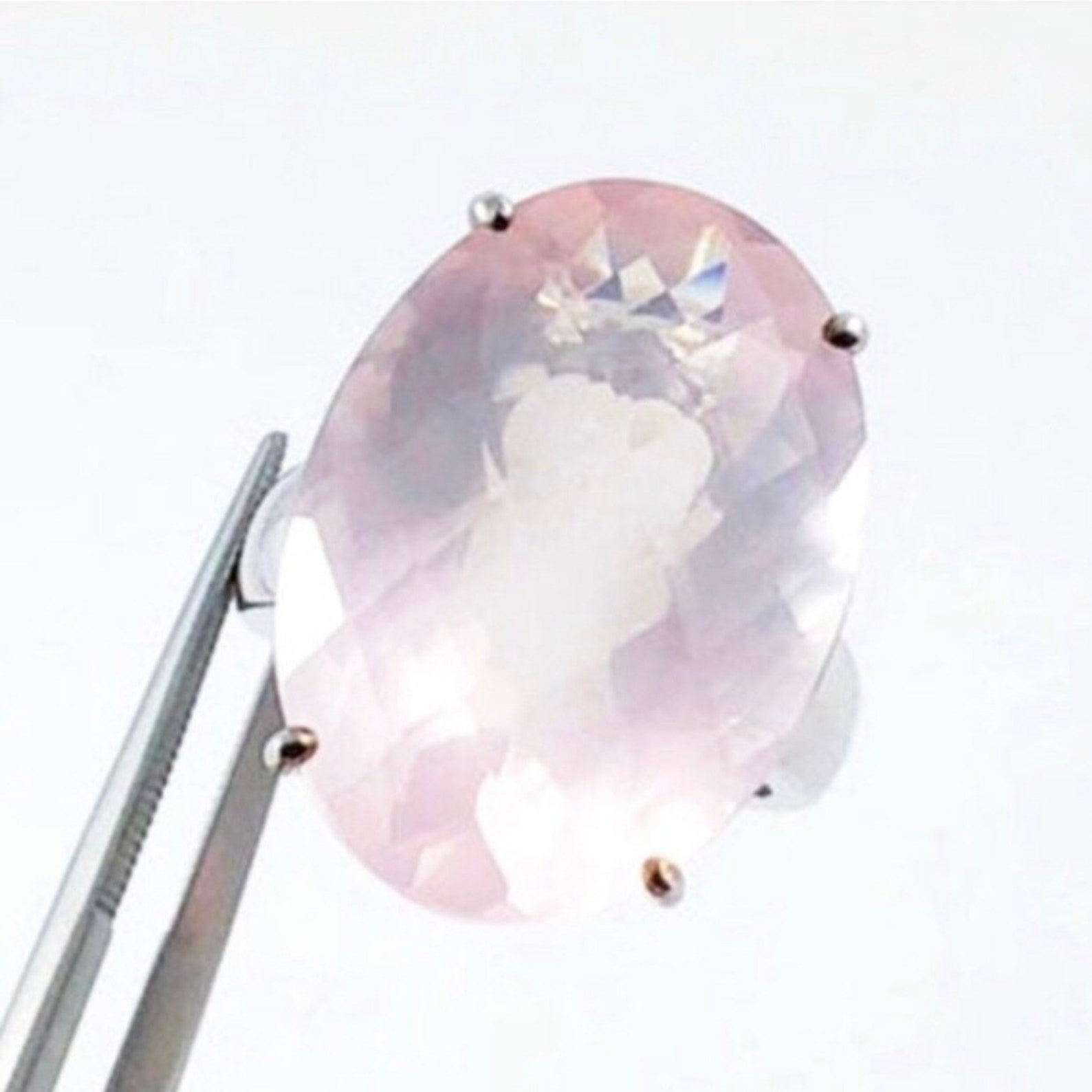 Rose Quartz Oval Cut Solid Silver Cocktail Ring, Size 8 Ready to Ship ...