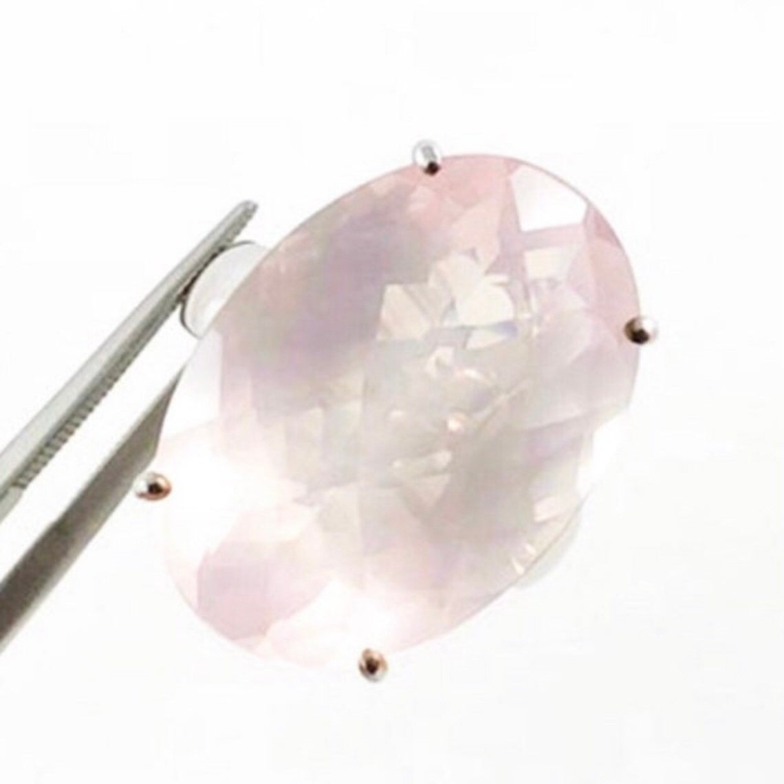 Rose Quartz Oval Cut Solid Silver Cocktail Ring Size 8 - Etsy