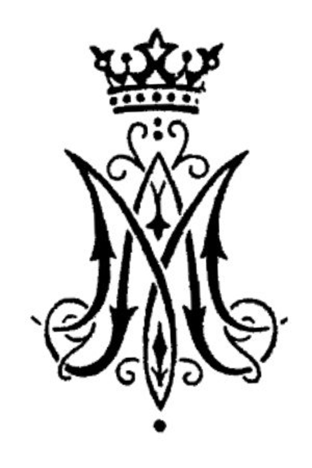 Ave Maria / Auspice Maria / Medieval Monogram Symbol of the Blessed ...