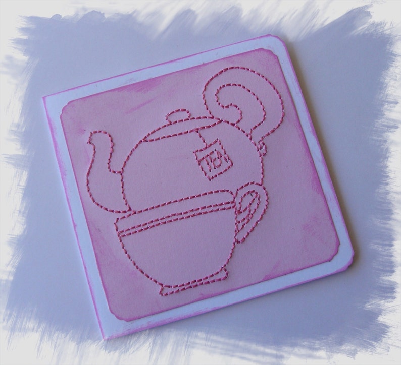 Teapot and Cup Machine Embroidery Design with free Redwork | Etsy