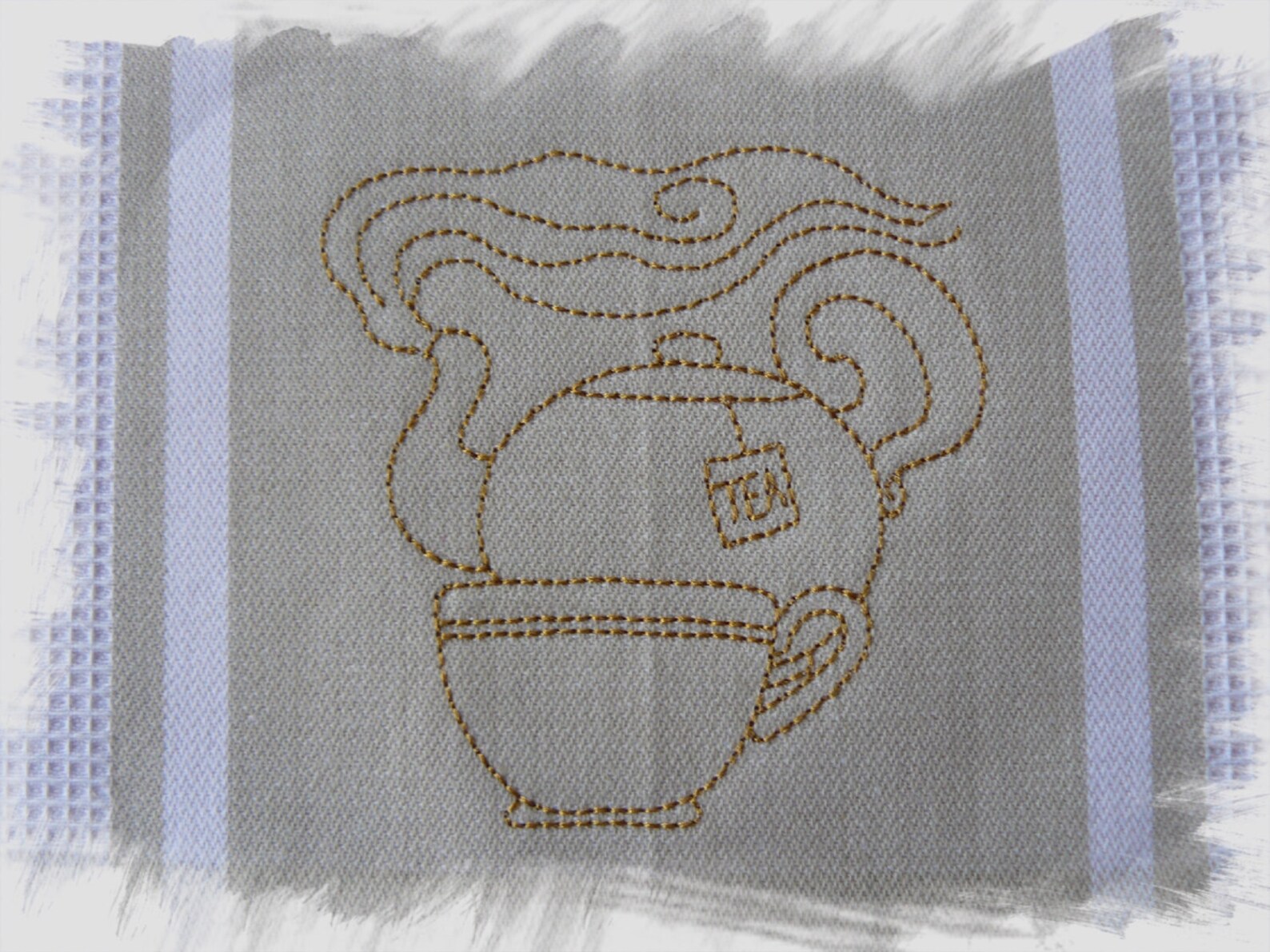 Teapot and Cup Machine Embroidery Design with free Redwork | Etsy