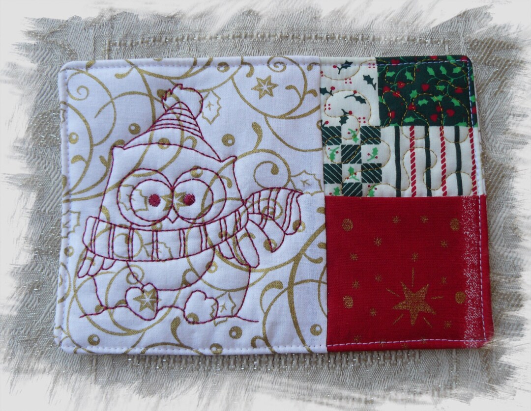 Winter Owl Mug Rug With Pocket in the Hoop Machine Embroidery Design - Etsy