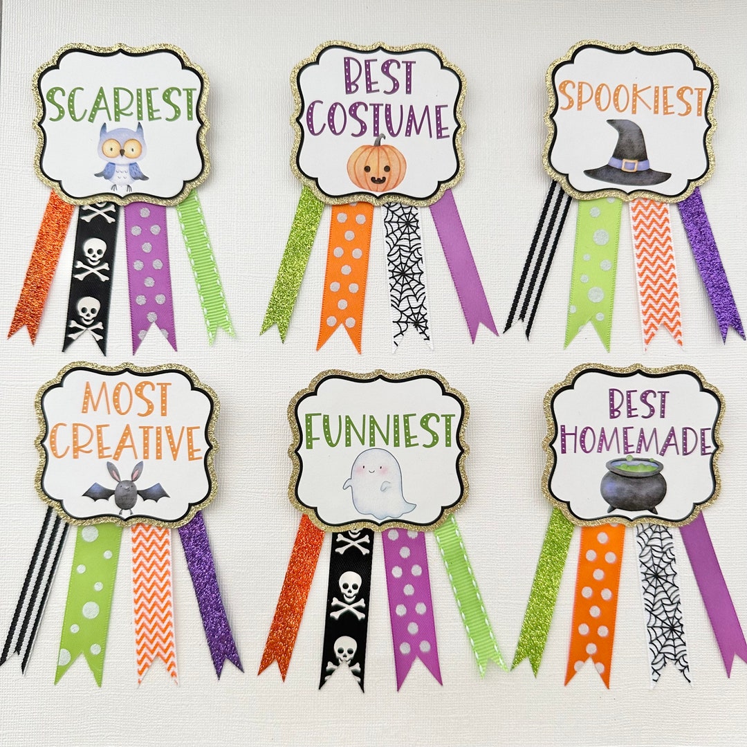 Prize Ribbons for Halloween Costume Contest Set of 6 Orange, Green ...