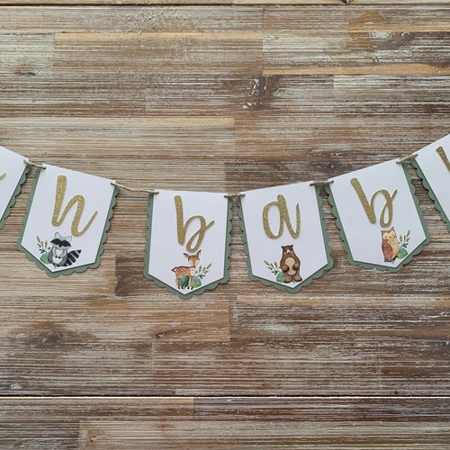 Forest Oh Baby Banner for Baby Shower Sage Green White - Etsy