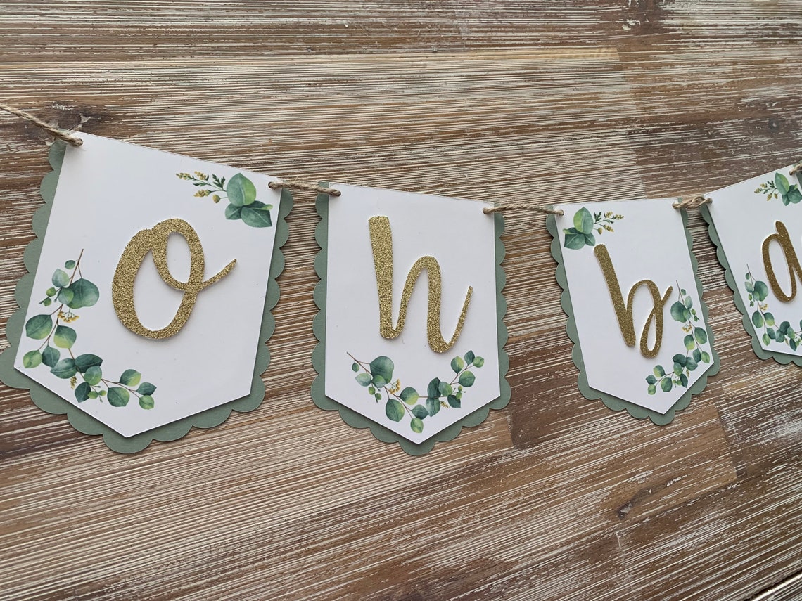 Sage Oh Baby Banner for Baby Shower Sage Green White Gold - Etsy