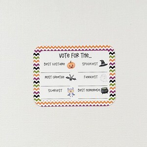 Halloween Costume Contest Voting Cards Orange, Green, Purple, Black ...