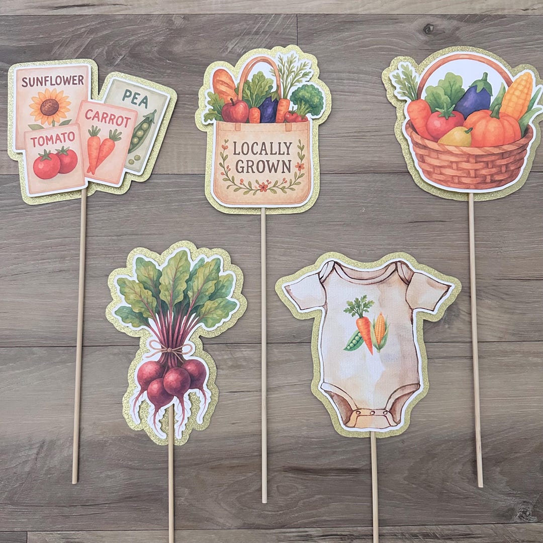 Locally Grown Baby Shower Party Props Kit 1 - Set of 5 on Sticks ...