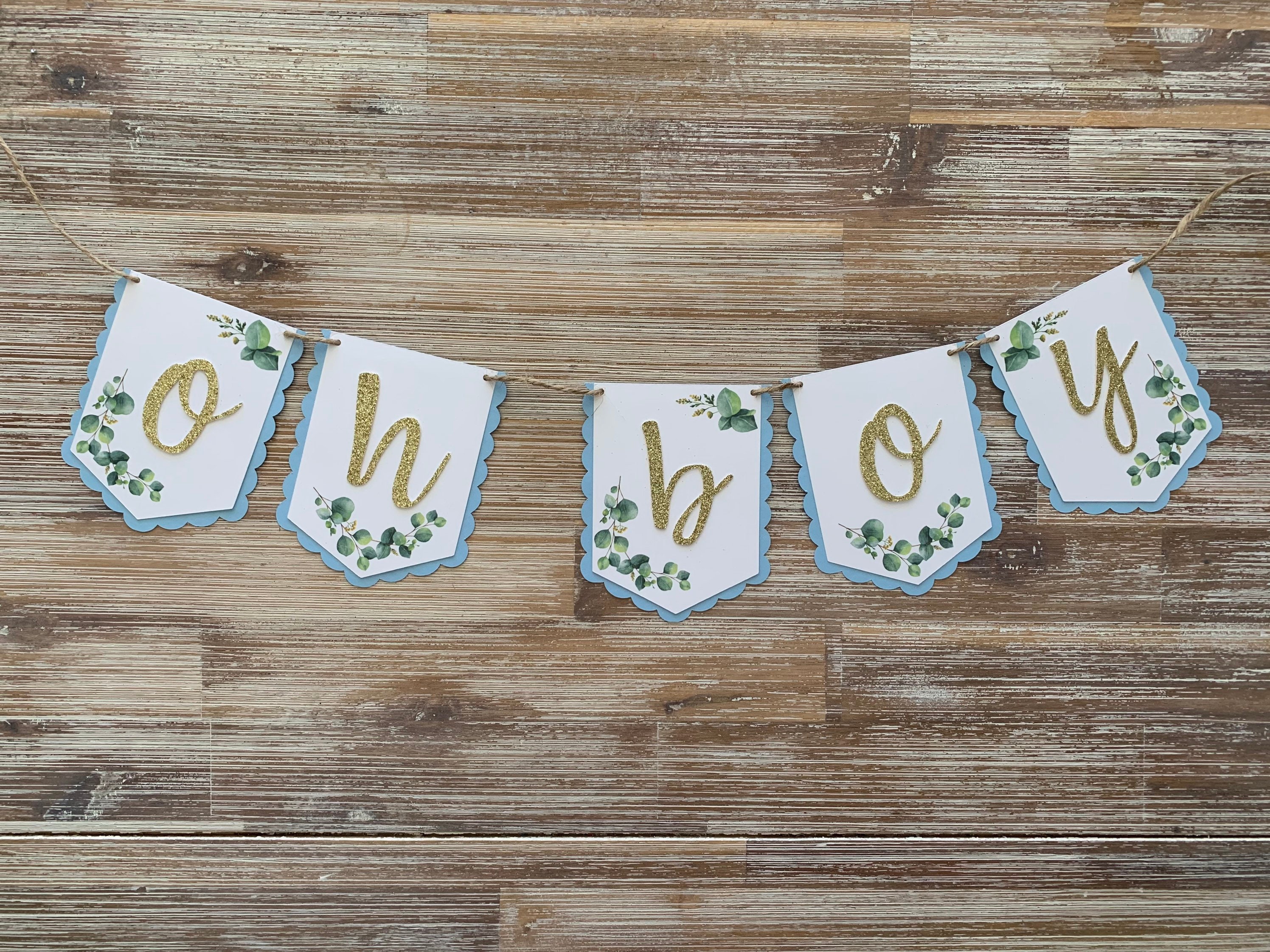 Blue Oh Boy Banner for Baby Shower Baby Blue Sage Green - Etsy