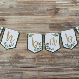 Forest Oh Baby Banner for Baby Shower Sage Green, White, Gold ...
