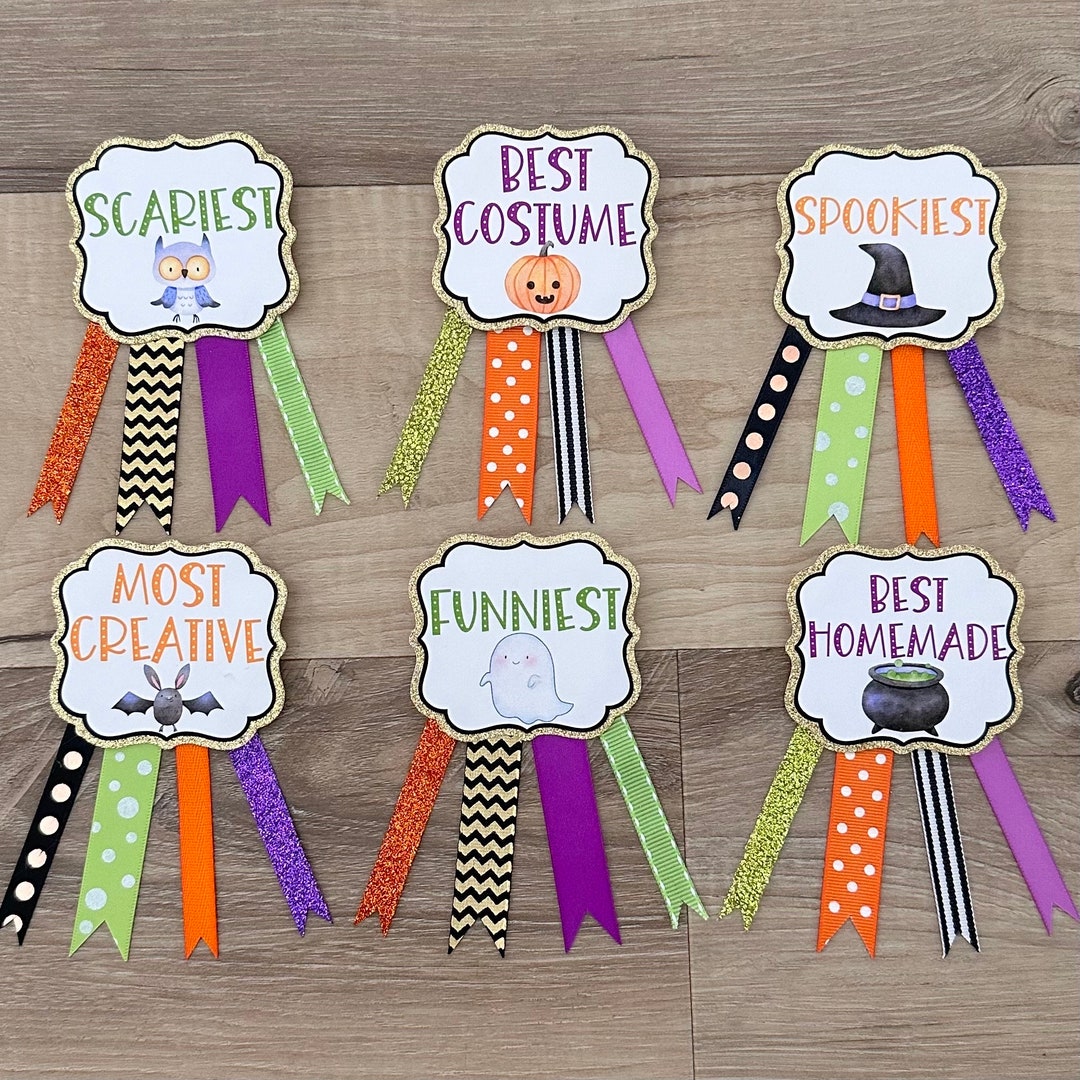 Prize Ribbons for Halloween Costume Contest - Set of 6 - Orange, Green ...