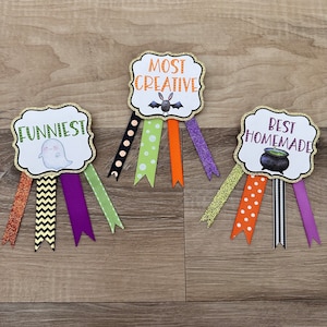 Prize Ribbons for Halloween Costume Contest - Set of 6 - Orange, Green ...