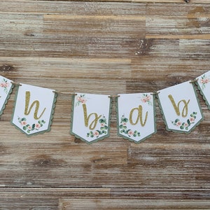 Sage/pink Oh Baby Banner for Baby Shower - Sage Green, Pink, White ...