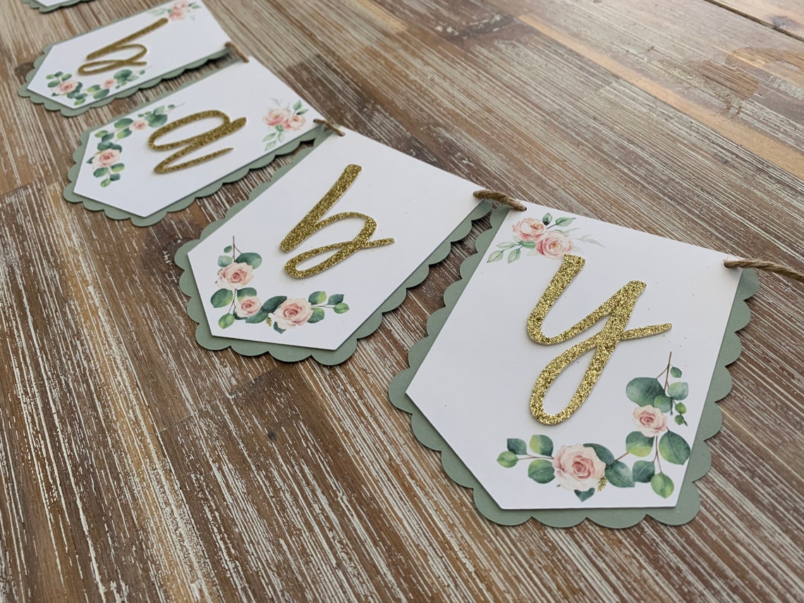 Sage/pink Oh Baby Banner for Baby Shower Sage Green Pink - Etsy