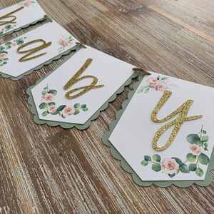 Sage/pink Oh Baby Banner for Baby Shower - Sage Green, Pink, White ...