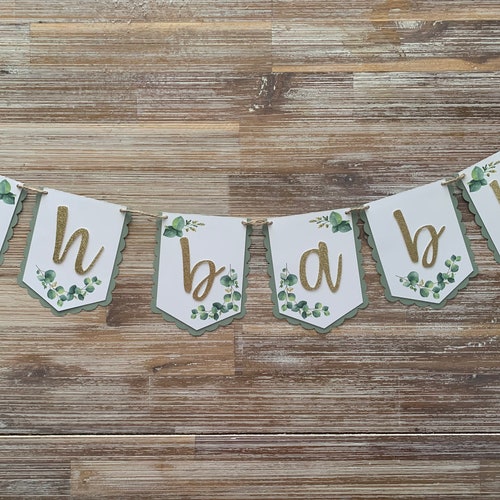 Sage Oh Baby Banner for Baby Shower Sage Green White Gold - Etsy