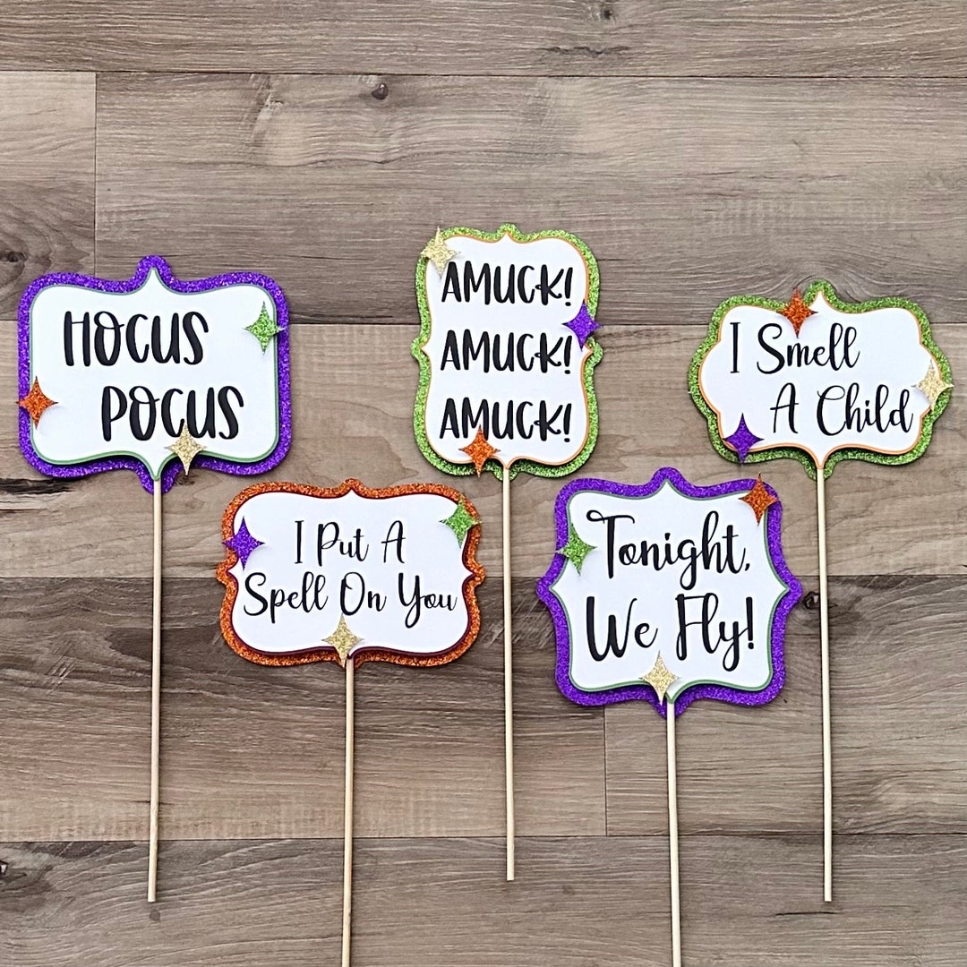 Hocus Pocus Baby Shower Party Props - Set of 5 on Sticks - Movie Quotes ...