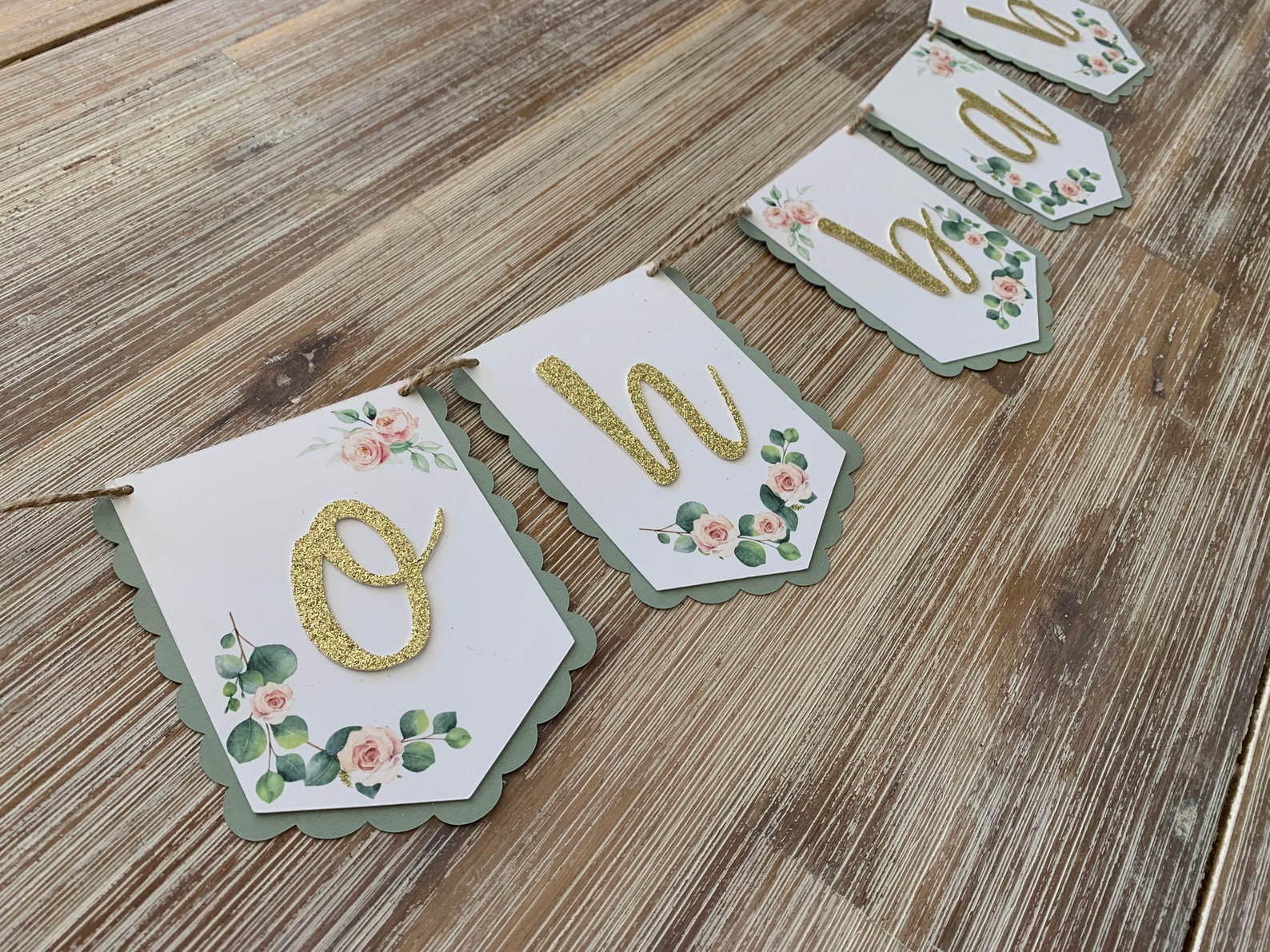 Sage/pink Oh Baby Banner for Baby Shower Sage Green Pink - Etsy